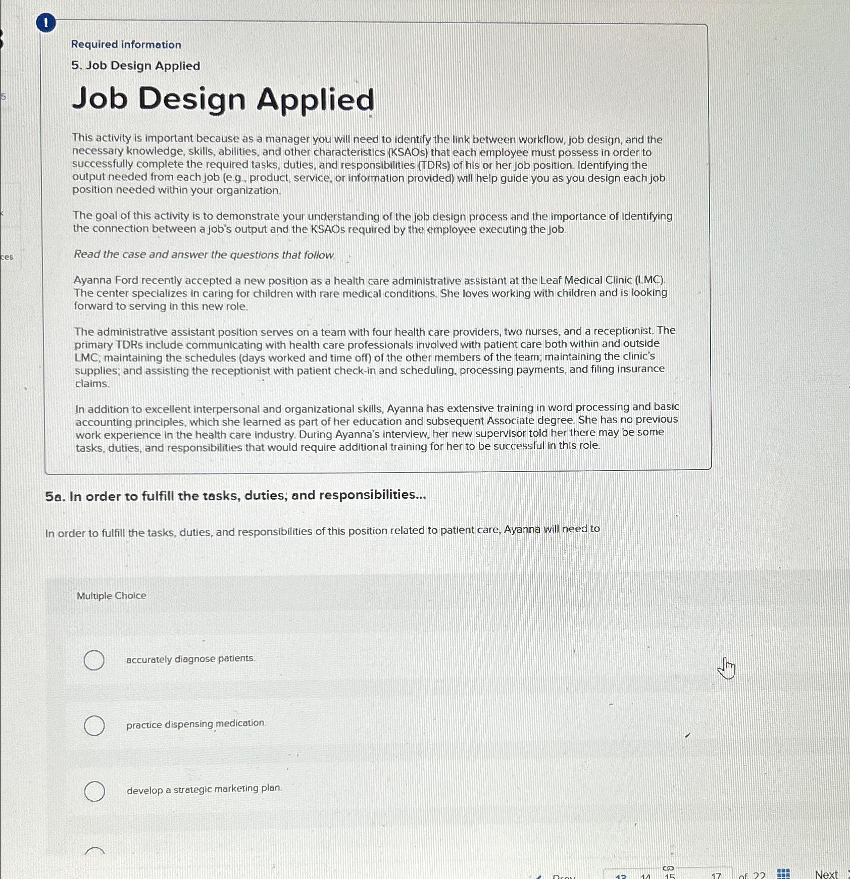 Solved IRequired information5. ﻿Job Design AppliedJob Design | Chegg.com