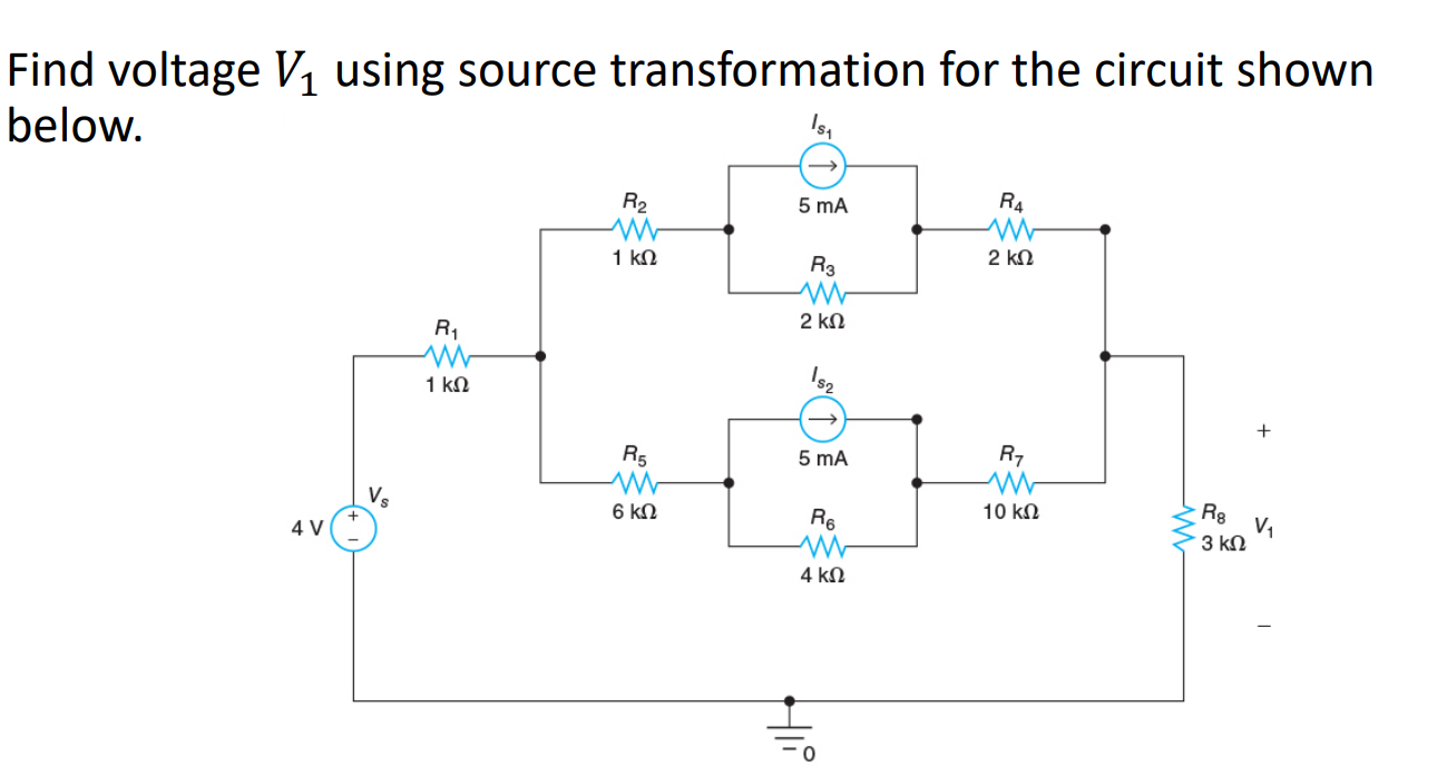 Solved Find voltage V1 ﻿using source transformation for the | Chegg.com