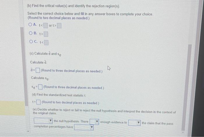 Solved The pass completion percentages of 10 college | Chegg.com