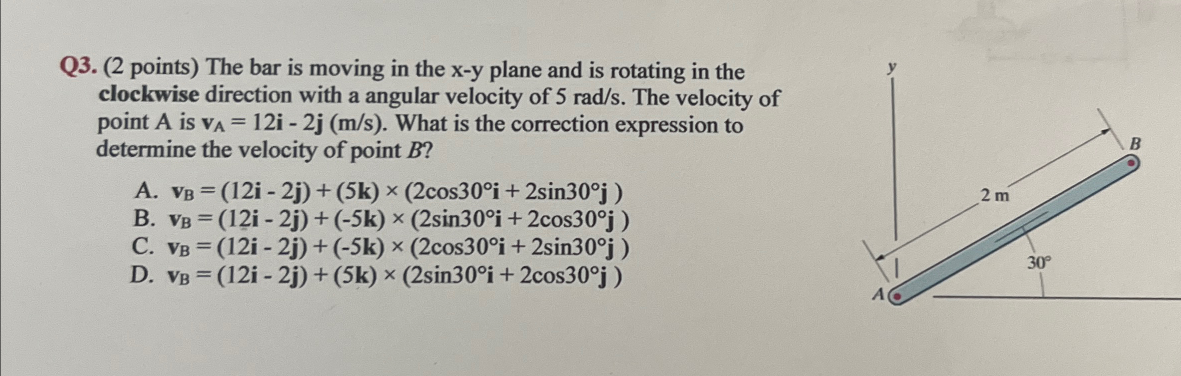 Solved Q3. (2 ﻿points) ﻿The bar is moving in the x-y ﻿plane | Chegg.com
