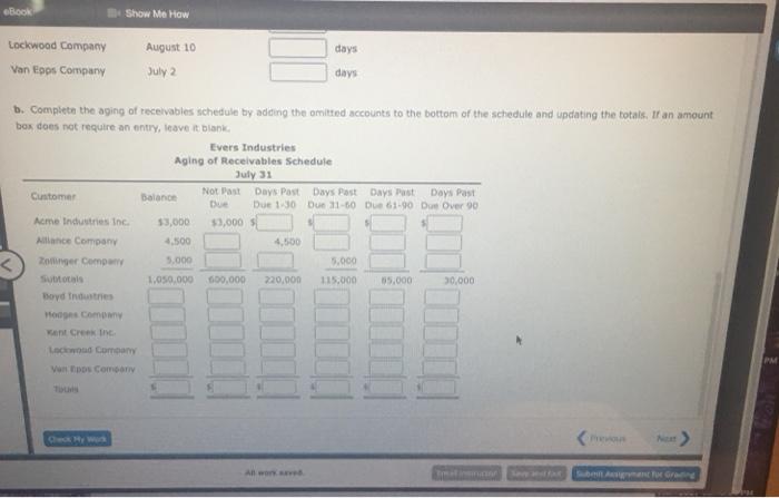 Solved Aging of Receivables Schedule The accounts receivable | Chegg.com
