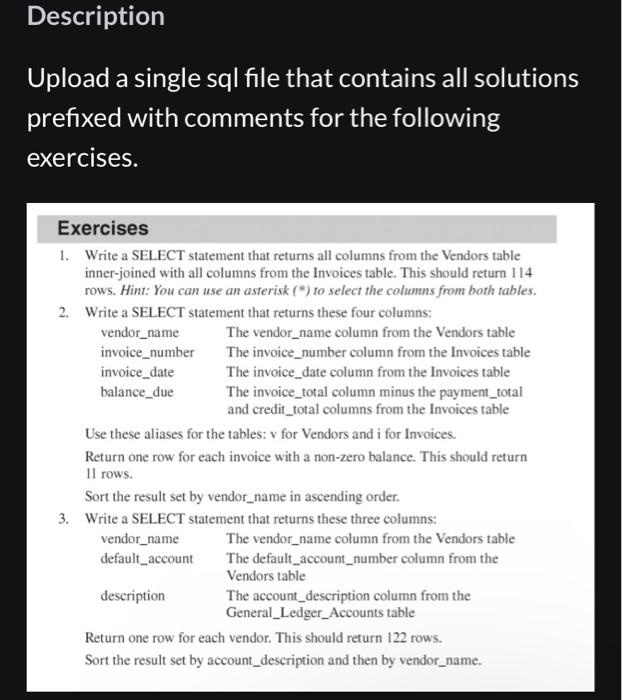Solved Description Upload A Single Sql File That Contains 6757