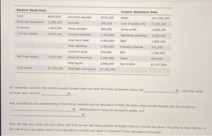 Solved 8. An analysis of company performance using DuPont | Chegg.com