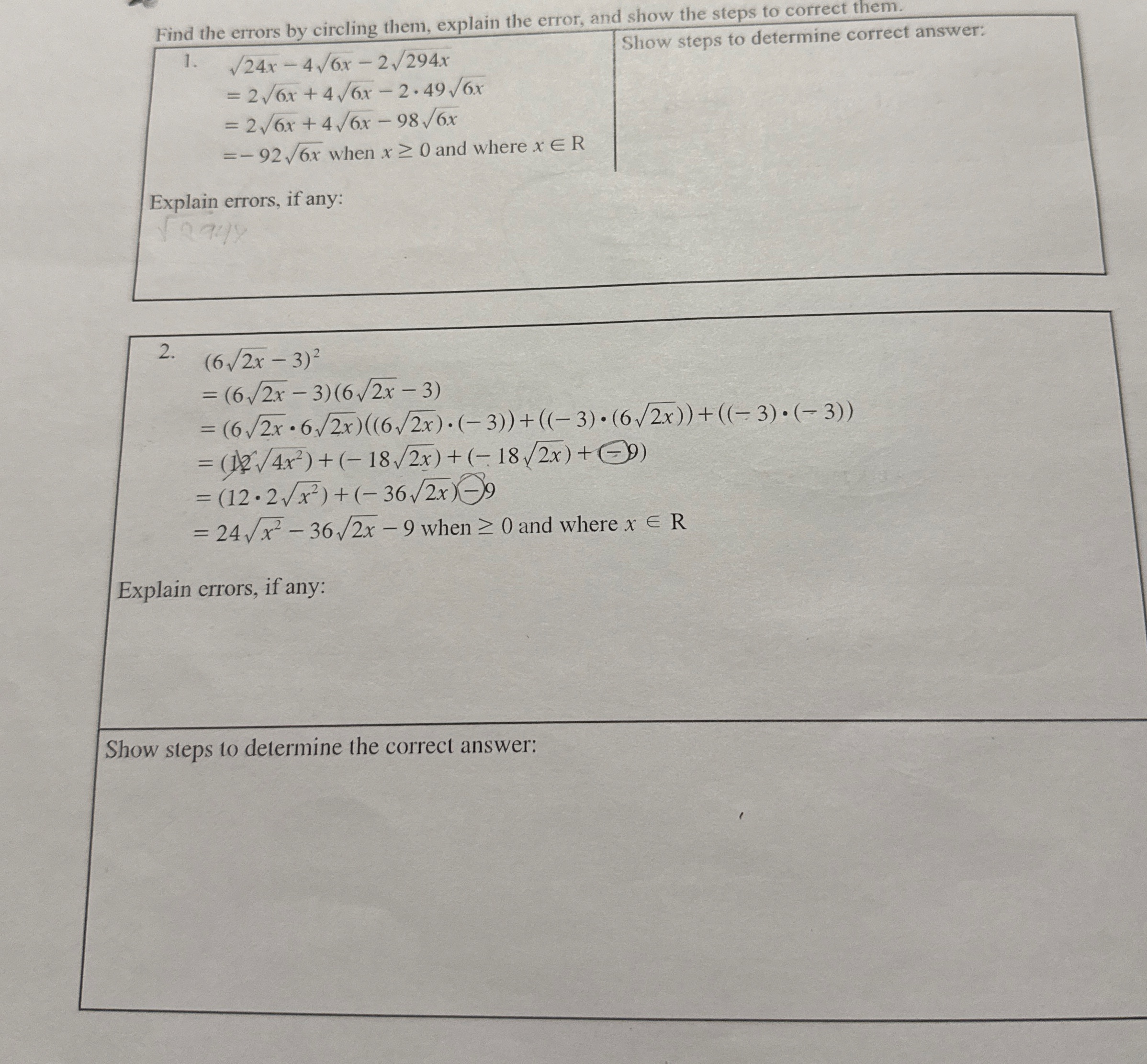 Solved Find the errors by circling them, explain the error, | Chegg.com