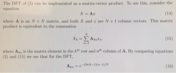 Solved As with the DFT, the inverse DFT may also be | Chegg.com