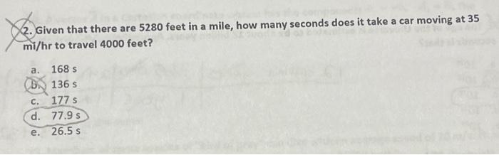 Solved 2. Given that there are 5280 feet in a mile, how many | Chegg.com