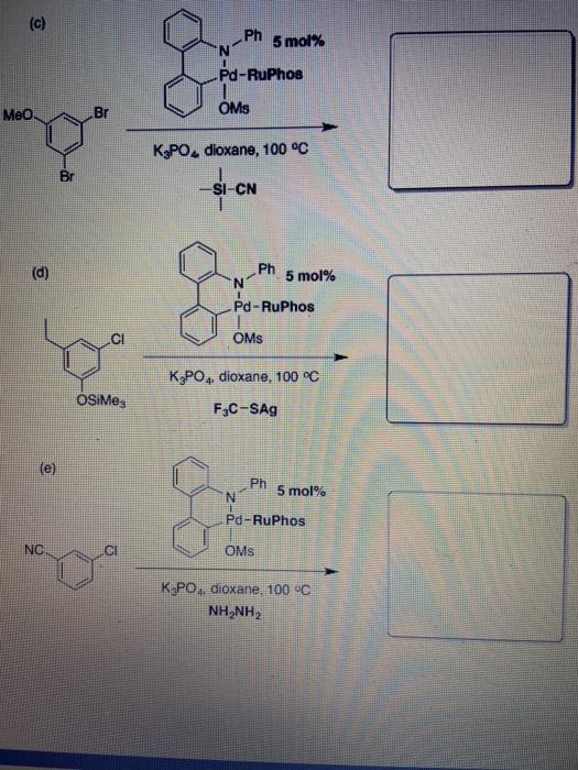 Solved Ph 5 mol% (a) 'N Pd-RuPhos Br OMs K3PO4, dioxane, 100 | Chegg.com