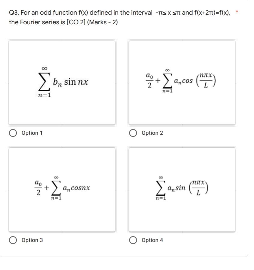 Solved Q3. For an odd function f(x) defined in the interval | Chegg.com