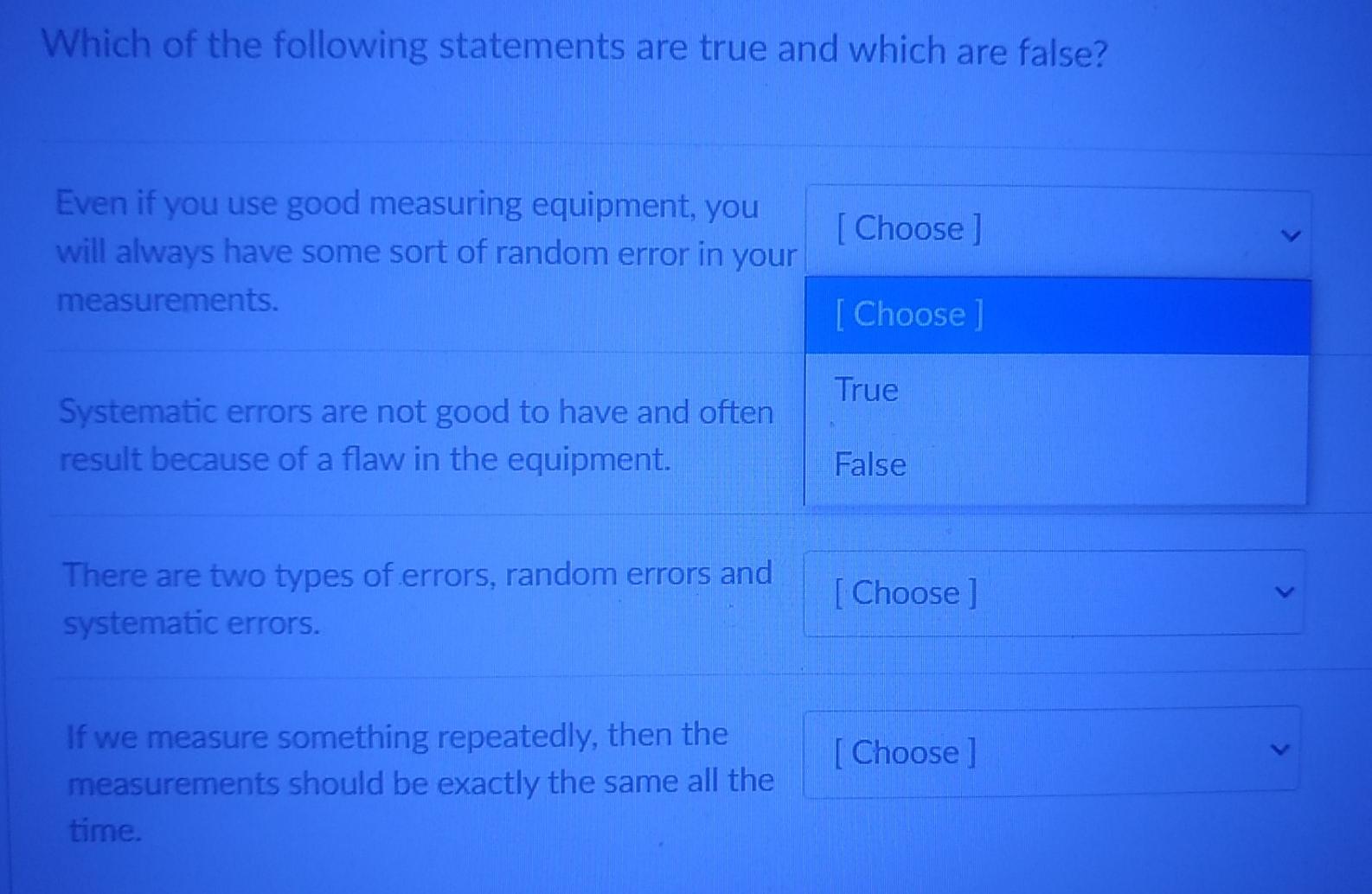 Solved Which of the following describes random errors, and | Chegg.com