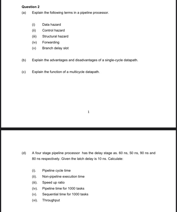 Solved Question 2 (a) Explain the following terms in a | Chegg.com