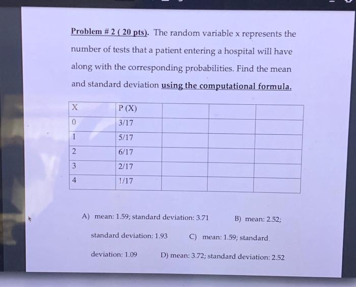Solved Problem \\#2 ( \\( 20 \\mathrm{pts}) \\). The random | Chegg.com
