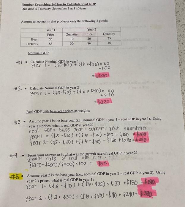 Solved Number Crunching 1-How to Colculate Real GDP Due date | Chegg.com