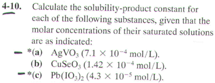 Solved Calculate the solubility-product constant for each of | Chegg.com
