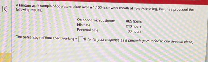 Solved A random work sample of operators taken over a | Chegg.com