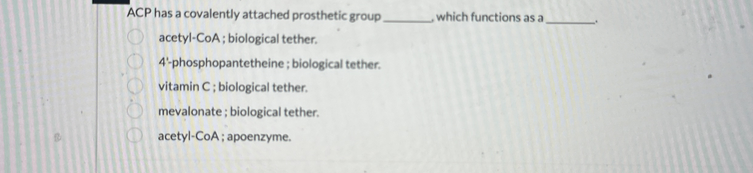 Solved ACP has a covalently attached prosthetic group | Chegg.com