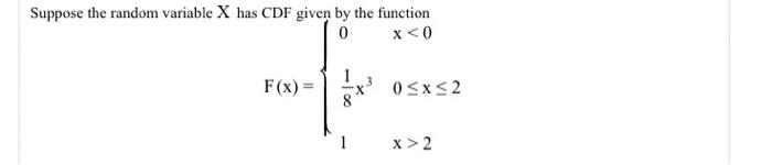 Solved Suppose the random variable X has CDF given by the | Chegg.com