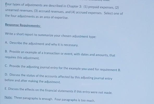 Solved Four types of adjustments are described in Chapter 3: | Chegg.com