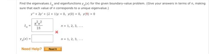 Solved Find the eigenvalues λn and eigenfunctions yn(x) for | Chegg.com