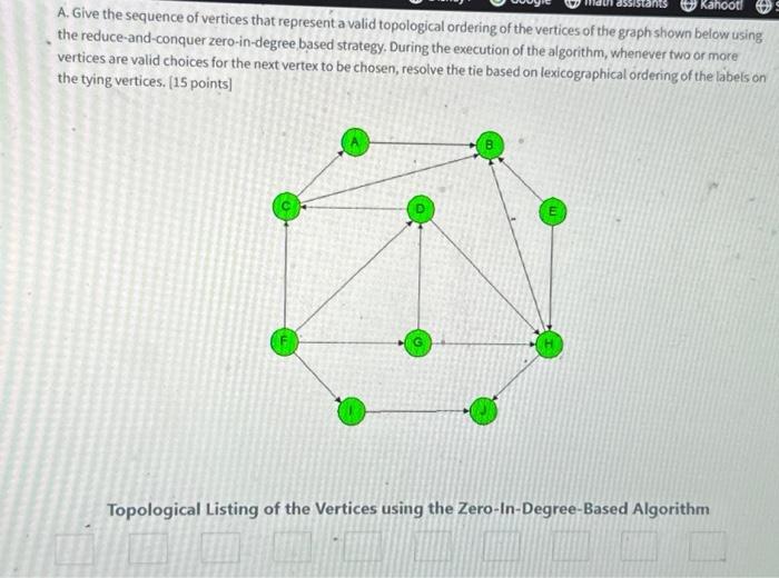Solved A. Give the sequence of vertices that represent a | Chegg.com