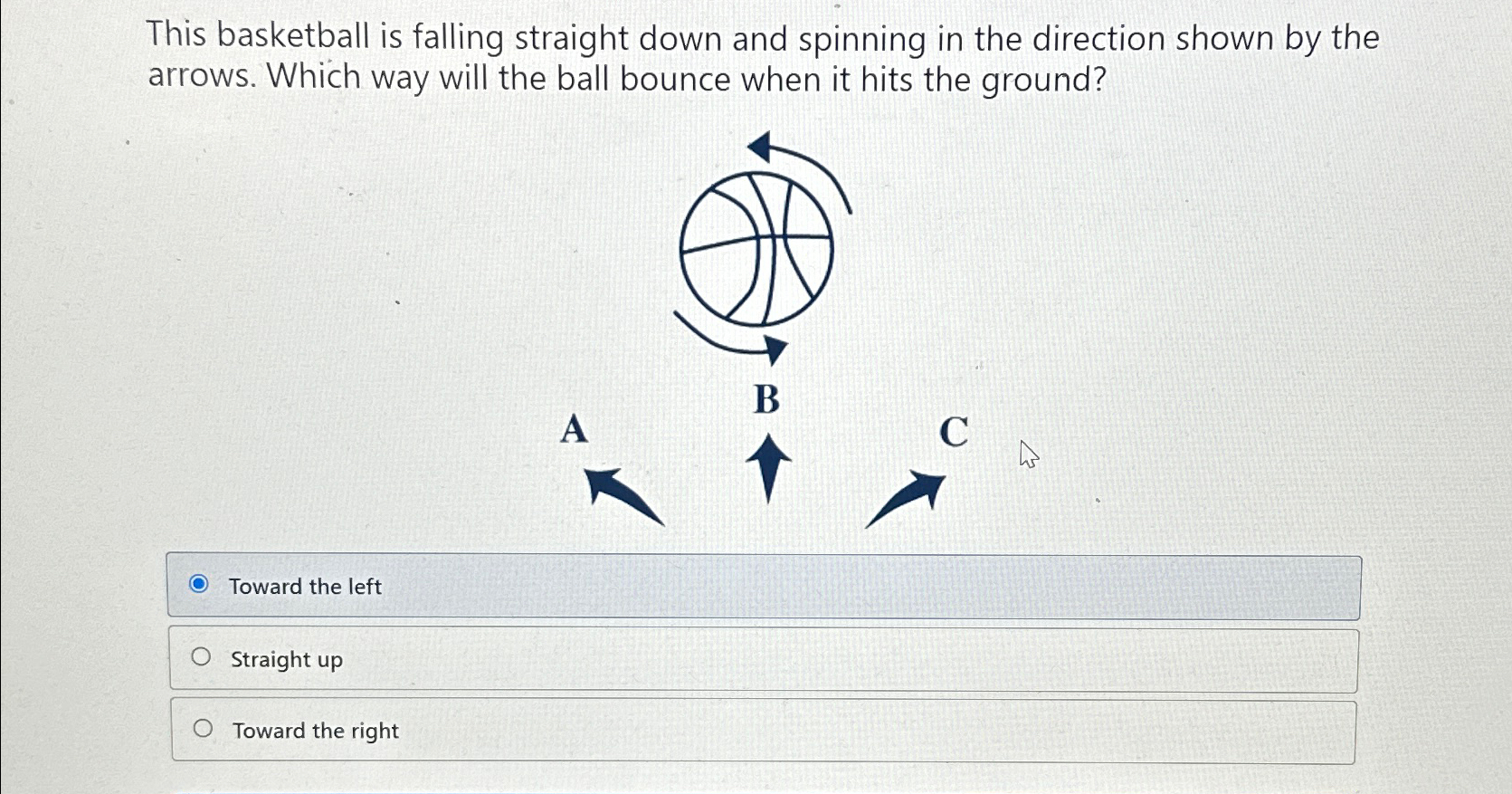 Solved This basketball is falling straight down and spinning | Chegg.com