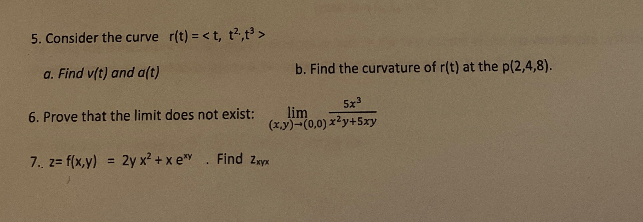 Solved Consider the curve r(t)=(:t,t2,t3:)a. ﻿Find v(t) ﻿and | Chegg.com