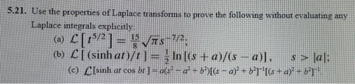 Solved 21. Use the properties of Laplace transforms to prove | Chegg.com