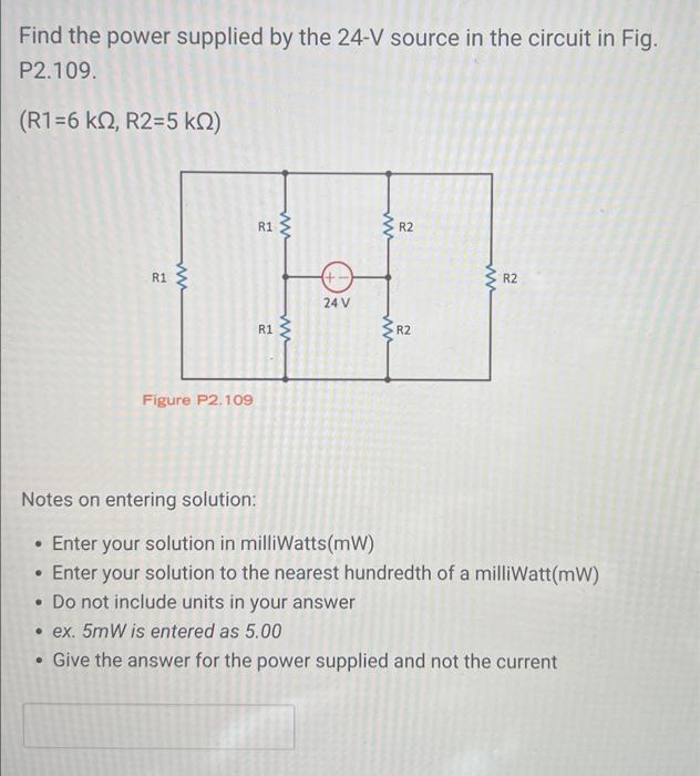 Solved Find the power supplied by the 24−V source in the | Chegg.com