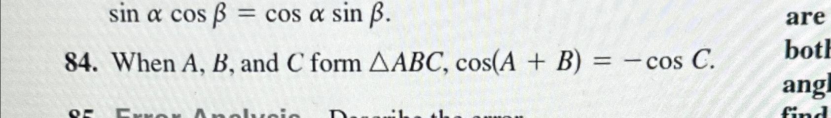 Solved sinαcosβ=cosαsinβ.84. ﻿When A,B, ﻿and C ﻿form | Chegg.com