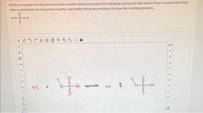 Solved Write an equation for the proton transfer reaction | Chegg.com