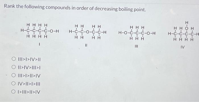 Solved Rank the following compounds in order of decreasing | Chegg.com