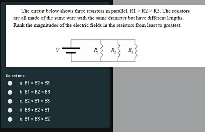 Solved The circuit below shows three resistors in parallel. | Chegg.com