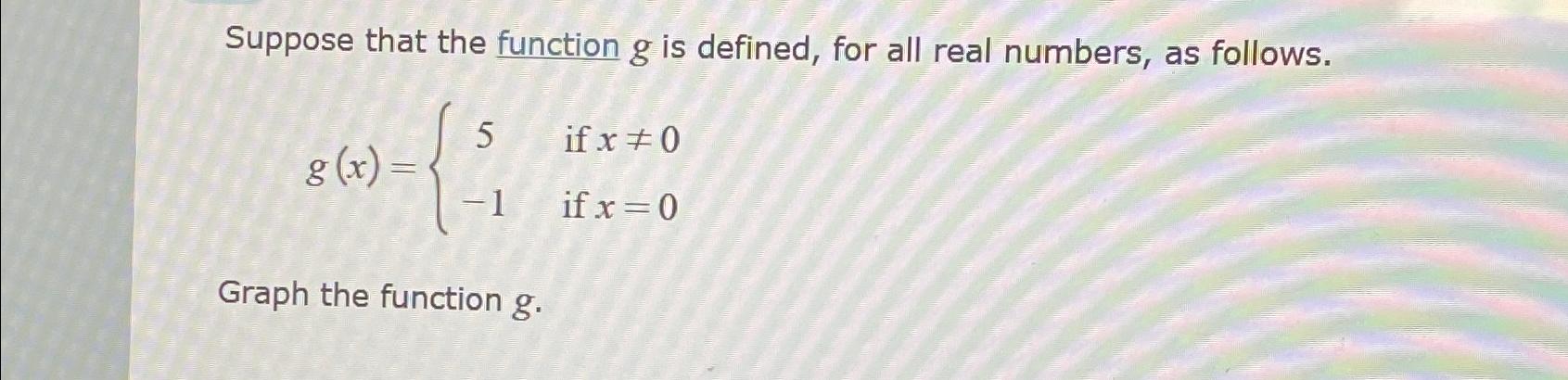 Solved Suppose that the function g ﻿is defined, for all real | Chegg.com