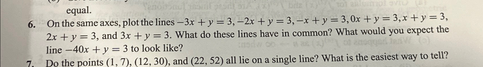 Solved equal.6. ﻿On the same axes, plot the lines | Chegg.com