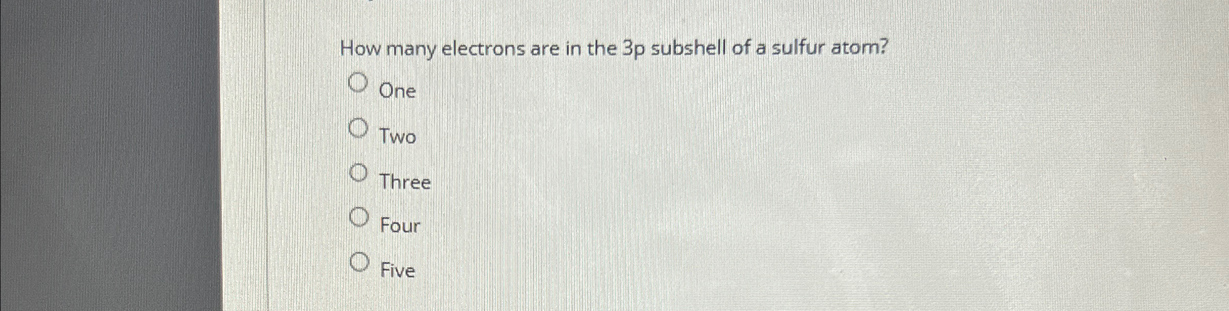Solved How many electrons are in the 3p ﻿subshell of a | Chegg.com