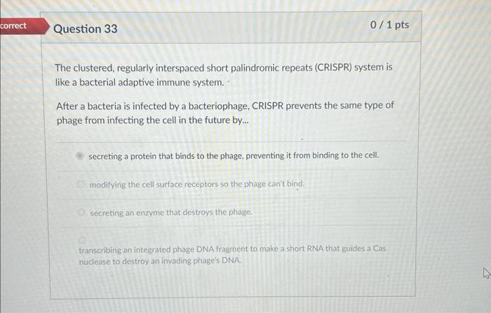 Solved The clustered, regularly interspaced short | Chegg.com