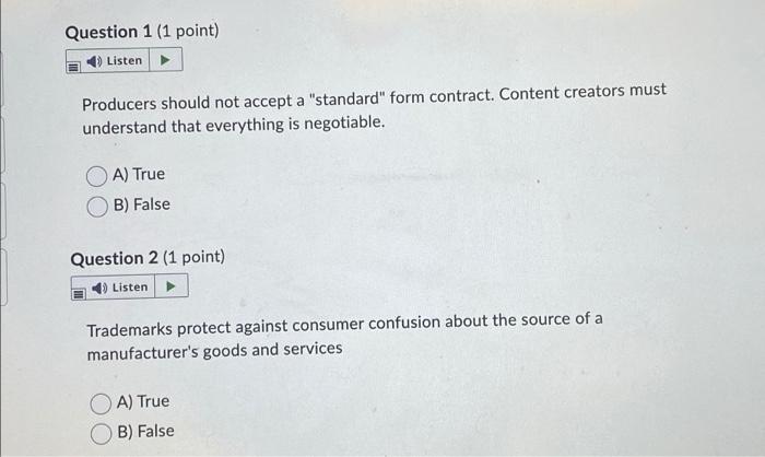Solved Question 1 (1 point) Listen Producers should not | Chegg.com Solved Question 1 (1 point) Listen Producers should not | Chegg.com