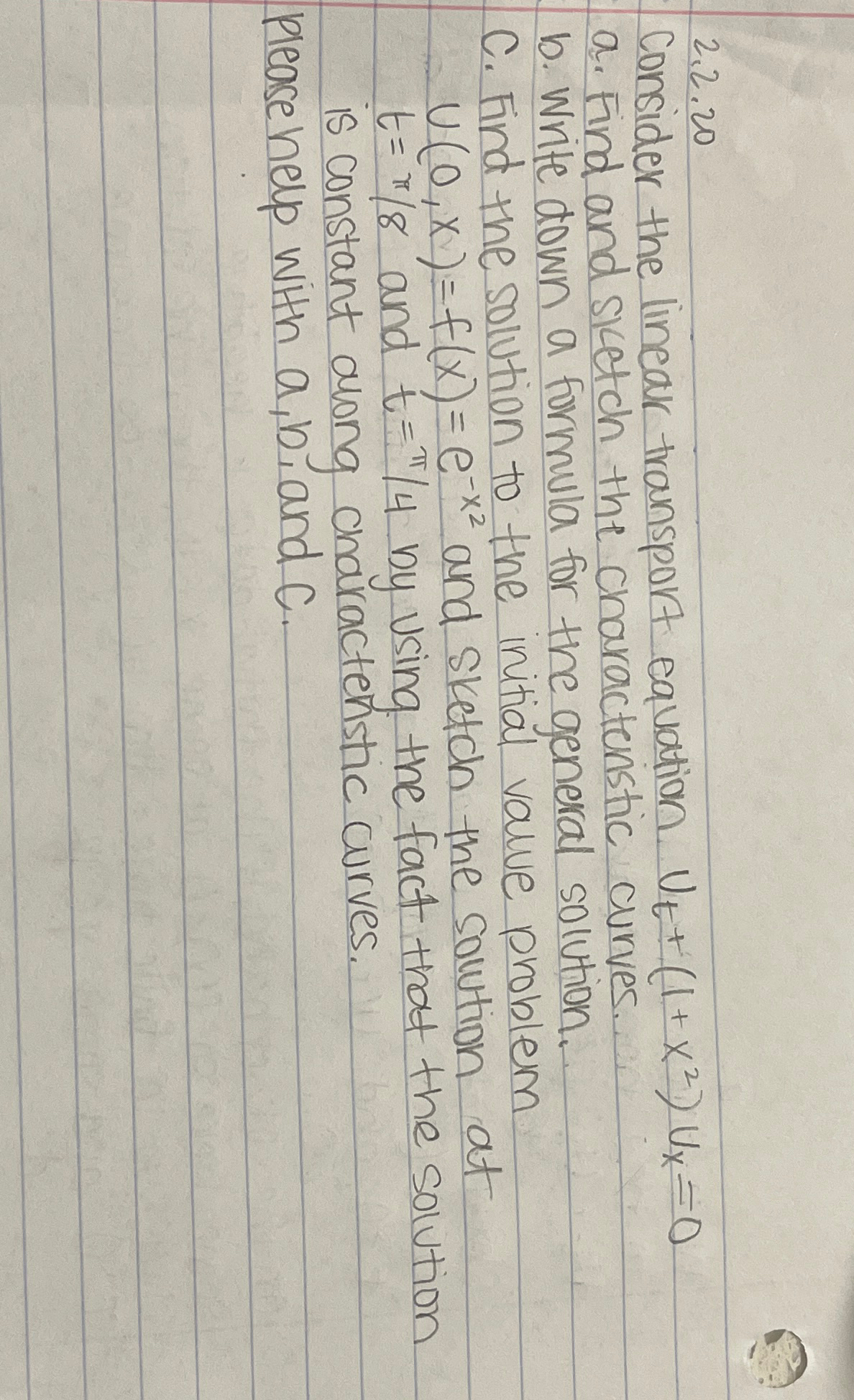 Solved 2 2 20consider The Linear Transport Equation