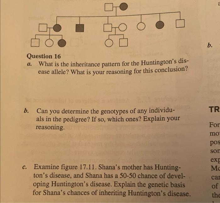 Question 16 a. What is the inheritance pattern for | Chegg.com