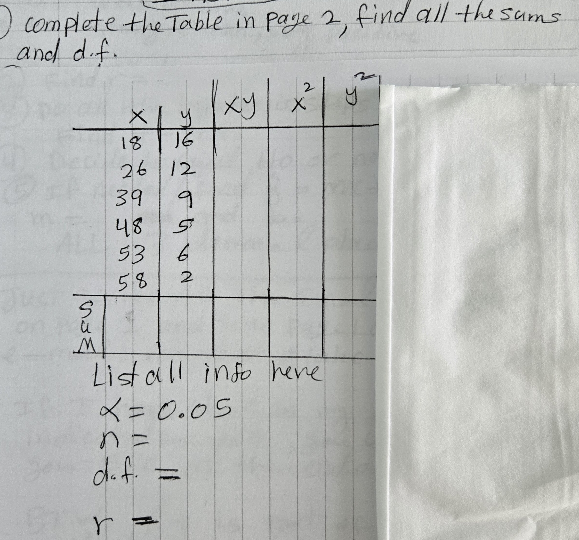 Solved complete the Table in page 2, ﻿find all the sums and | Chegg.com