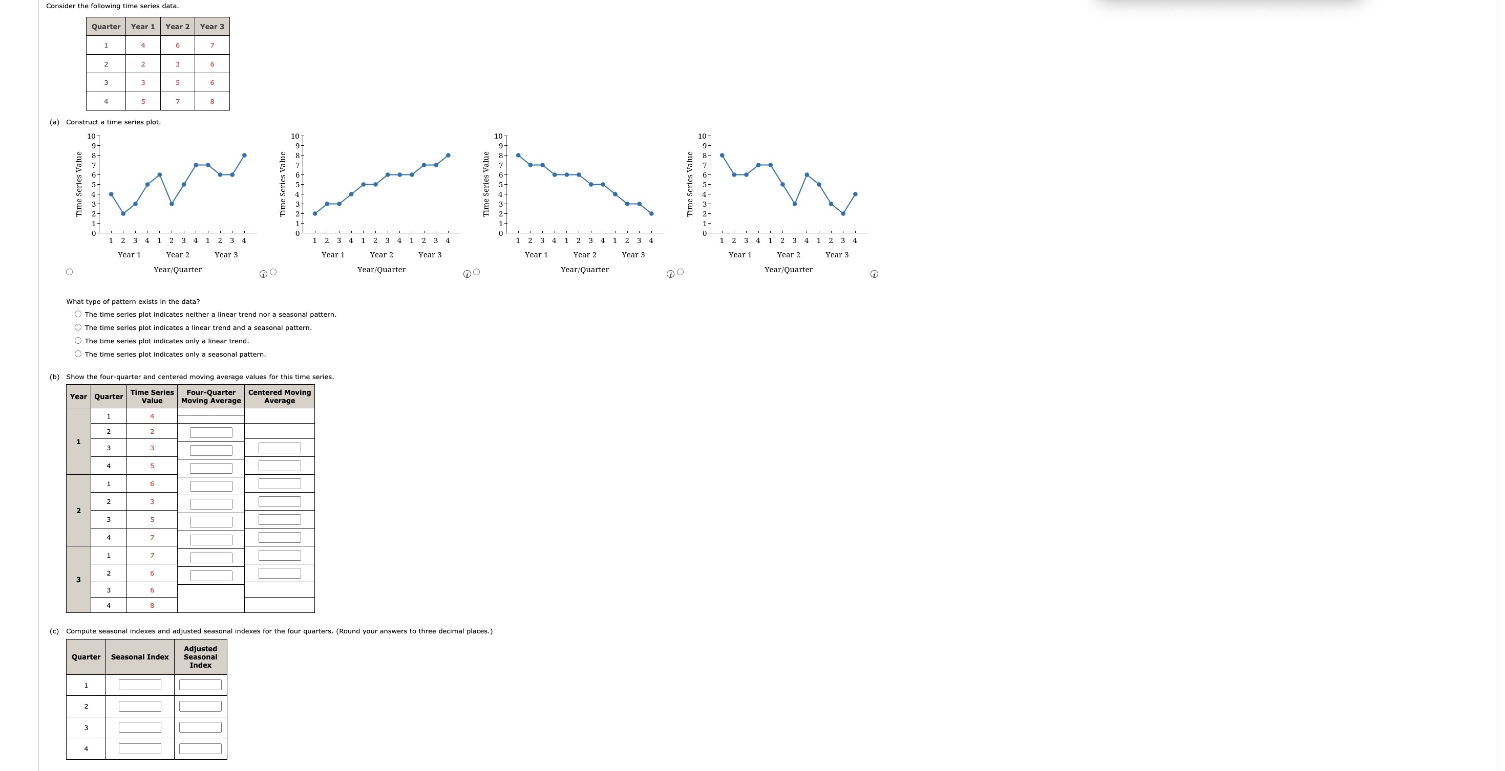 Solved \table[[Quarter,Year 1,Year 2,Year | Chegg.com