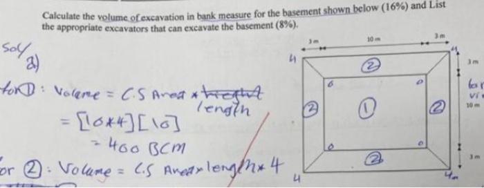 Calculate the volume of excavation in bank measure | Chegg.com