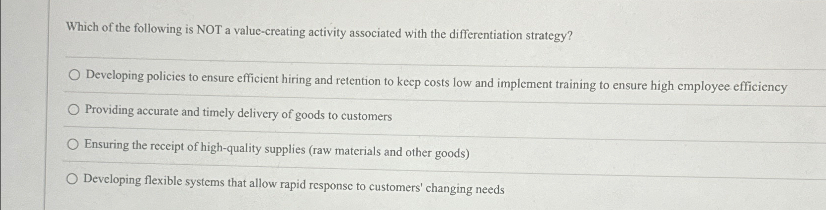 Solved Which of the following is NOT a value-creating | Chegg.com