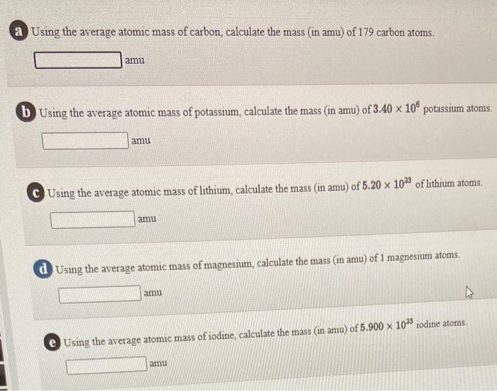 Solved a Using the average atomic mass of carbon, calculate | Chegg.com