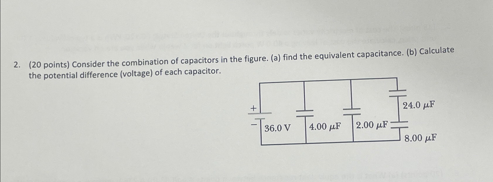 Solved (20 ﻿points) ﻿Consider the combination of capacitors | Chegg.com