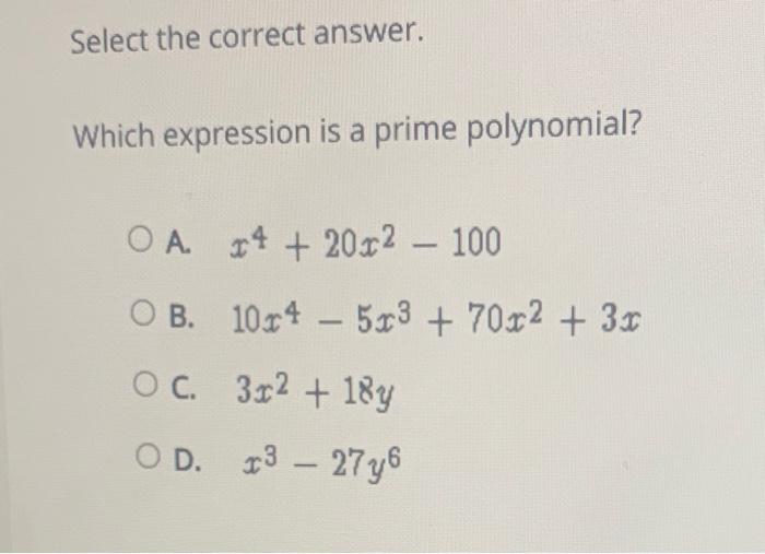 Solved Select the correct answer. Which expression is a | Chegg.com