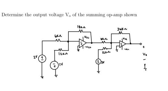 Solved Determine the output voltage Vo of the summing op-amp | Chegg.com
