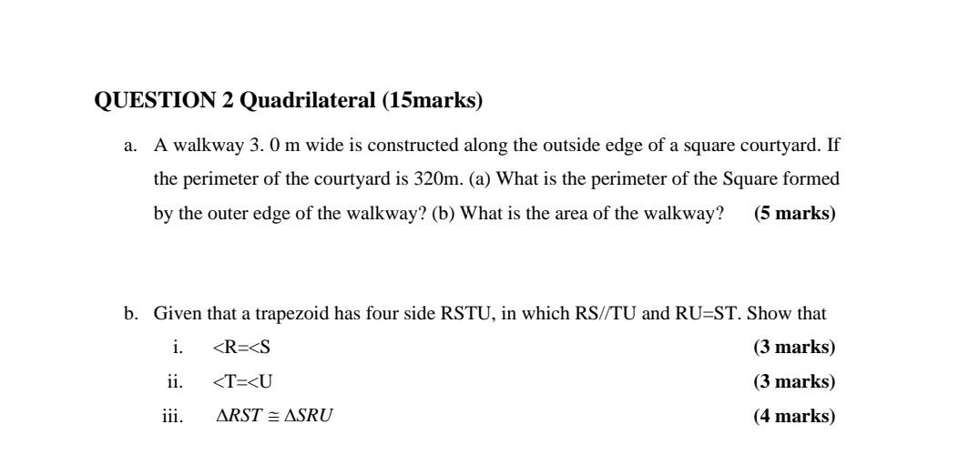 Solved a. A walkway 3. 0 m wide is constructed along the | Chegg.com