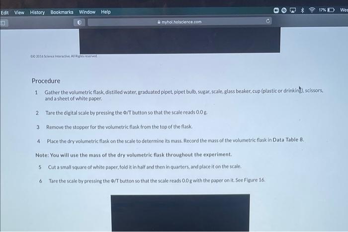 Solved Procedure 1 Gather the volumetric flask, distilled | Chegg.com