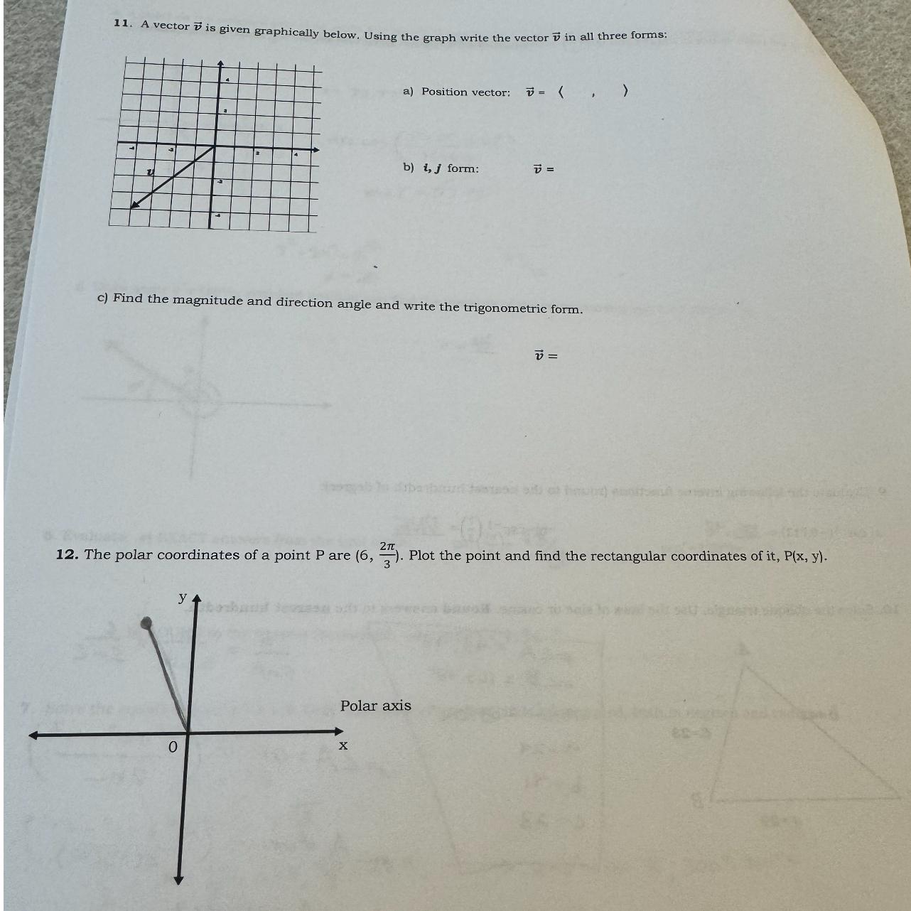 Solved A vector vec(v) ﻿is given graphically below. Using | Chegg.com