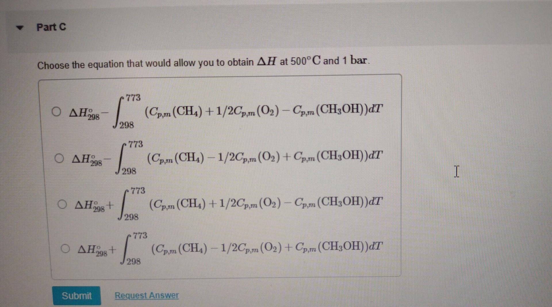 Solved CH3OH(l)→CH4(g)+1/2O2(g). Part A Calculate ΔrH298∘. | Chegg.com